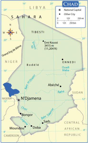 Chad map. Terrain, area and outline maps of Chad. | CountryReports ...