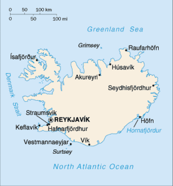 Map of Iceland. Terrain, area and outline maps of Iceland ...