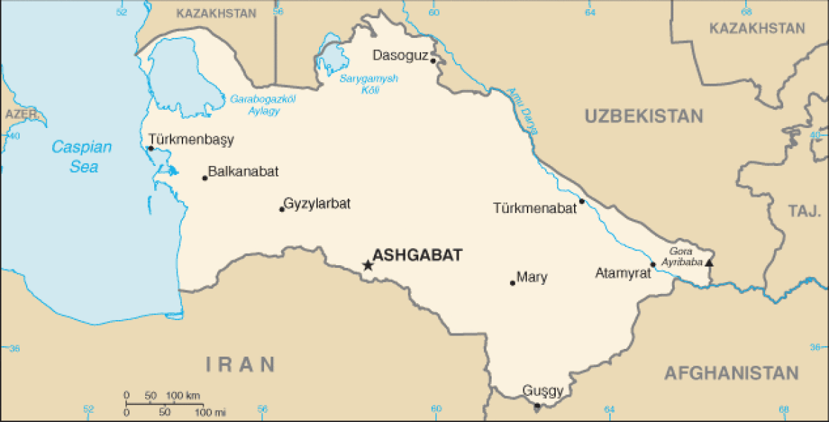 Turkmenistan map. Terrain, area and outline maps of Turkmenistan ...